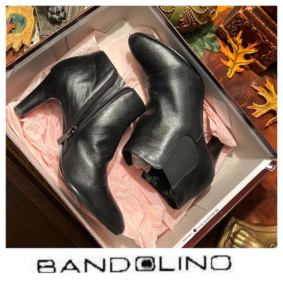Bandolino | Shoes | Bandolino Whisper Black Leather Ankle Booties Size ...